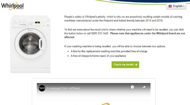 Washing machine recall site and helpline ‘fully operational’ after tech ...