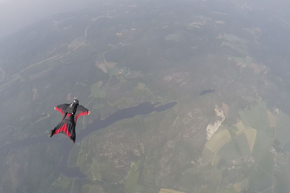 Wingsuit flying is even more impressive when done in formation ...